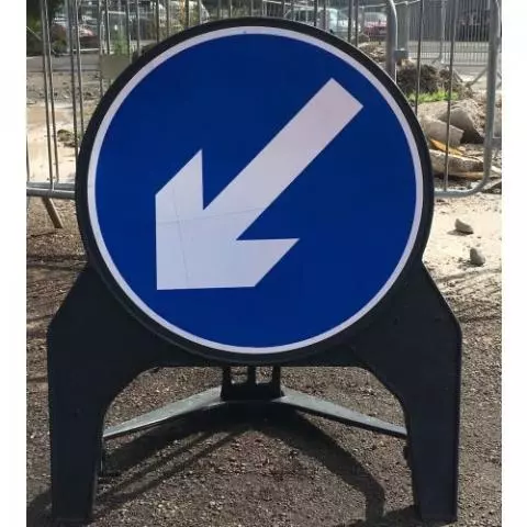 Squeeze Left Road Sign "Gray SUV Tried To Squeeze Through A Gap In The