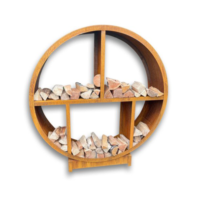 Corten Steel Log Store - Square